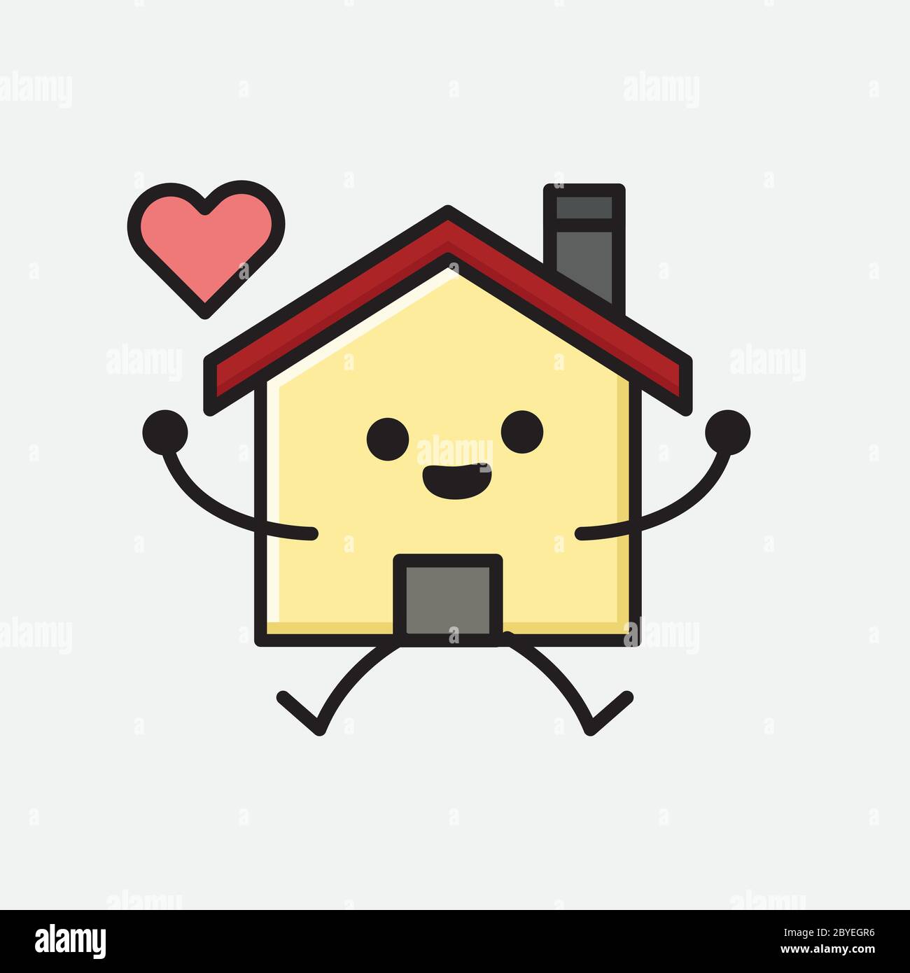 An illustration of Cute House Mascot Vector Character in Flat Design ...