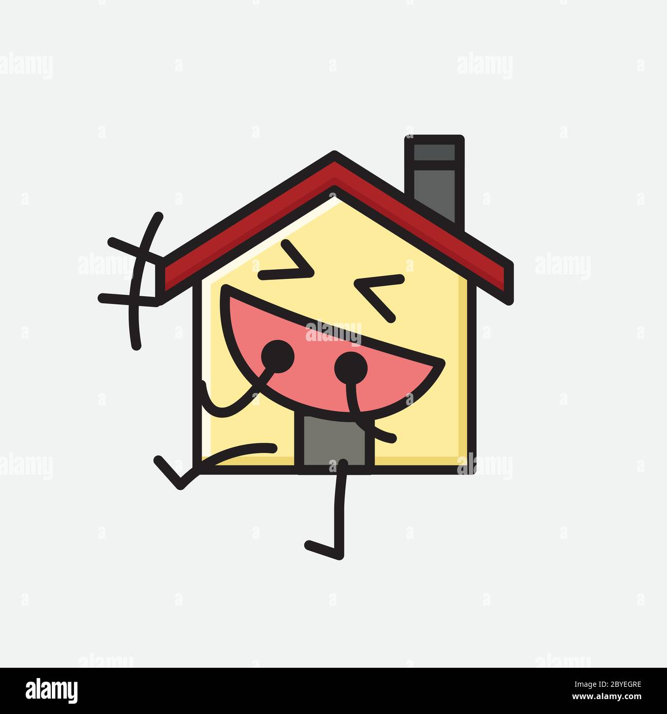 An illustration of Cute House Mascot Vector Character in Flat Design ...