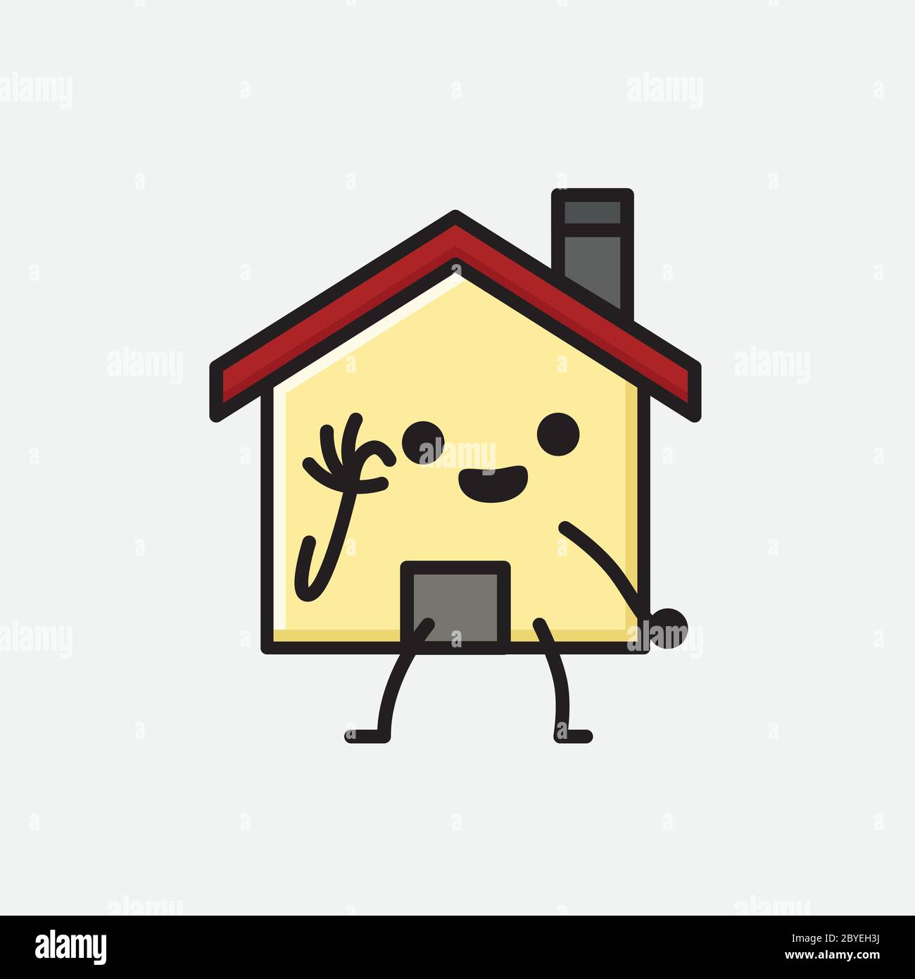 An illustration of Cute House Mascot Vector Character in Flat Design ...