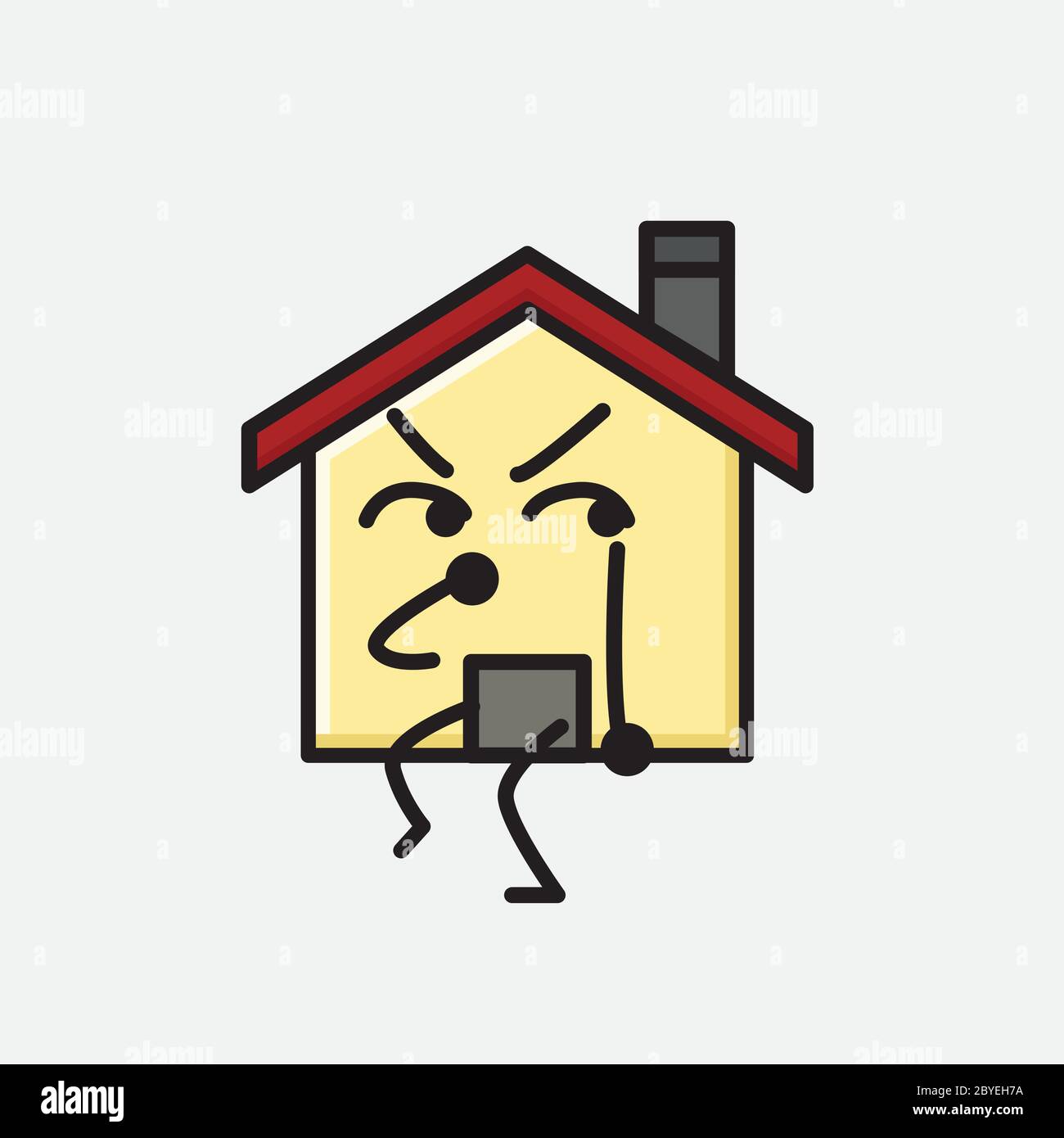 An illustration of Cute House Mascot Vector Character in Flat Design ...