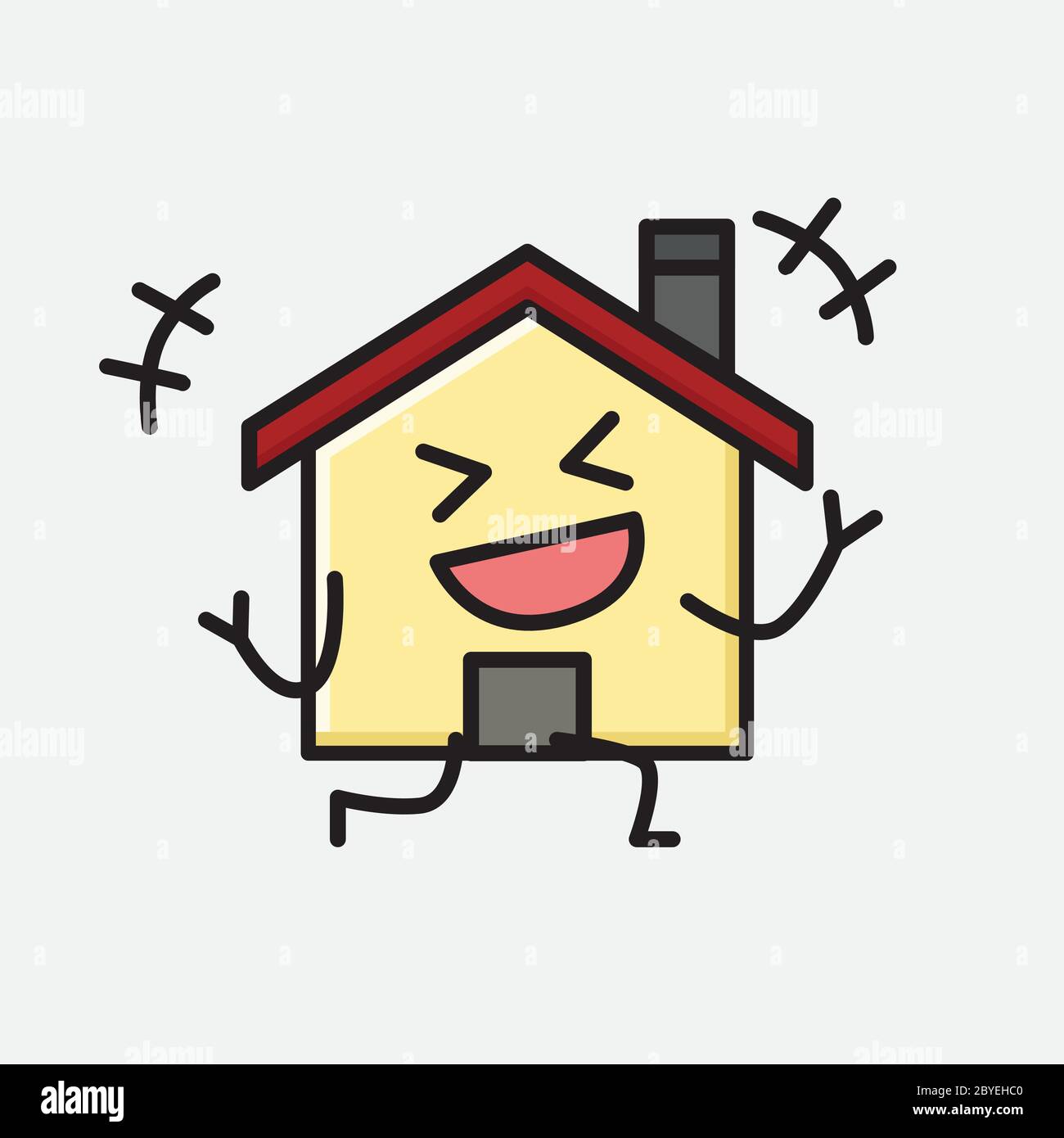 An illustration of Cute House Mascot Vector Character in Flat Design ...