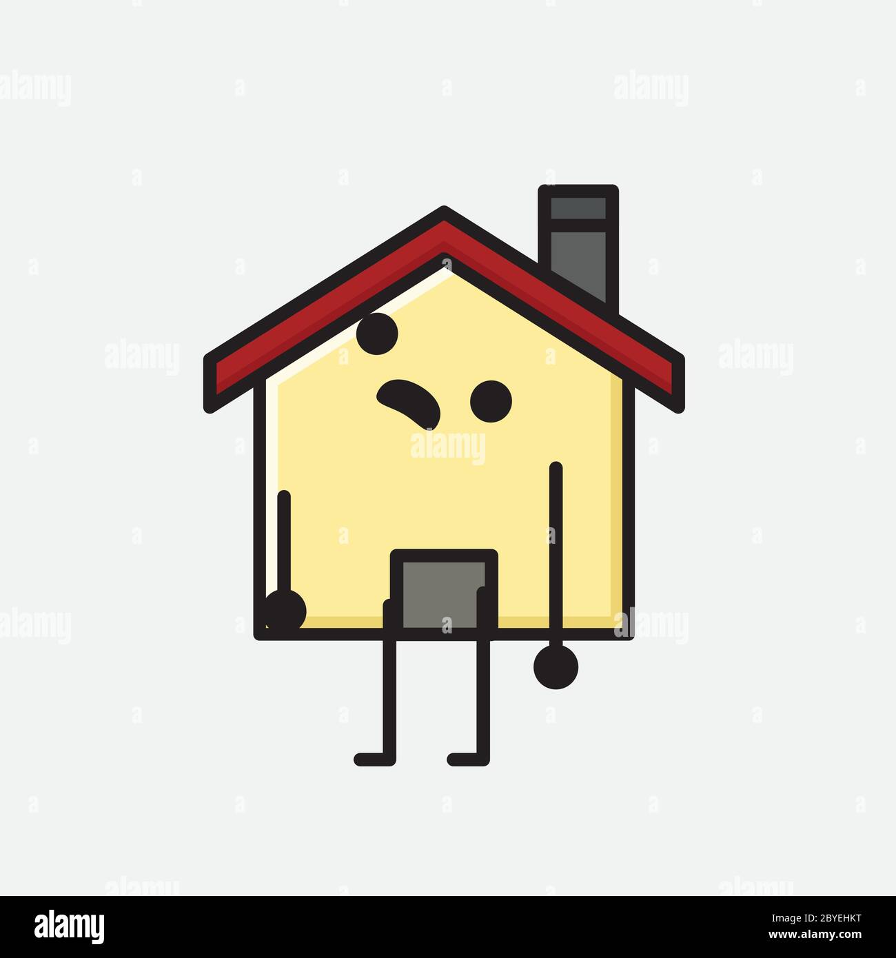 An illustration of Cute House Mascot Vector Character in Flat Design ...