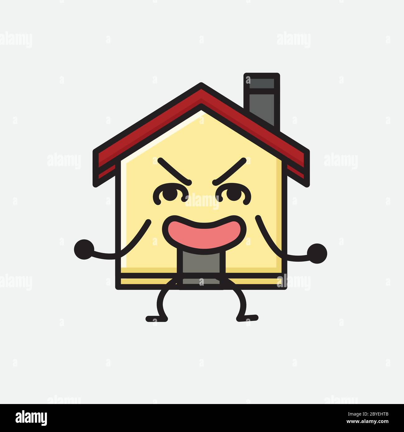 An illustration of Cute House Mascot Vector Character in Flat Design ...