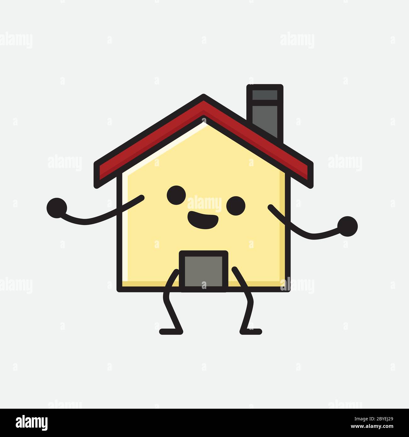 An illustration of Cute House Mascot Vector Character in Flat Design ...