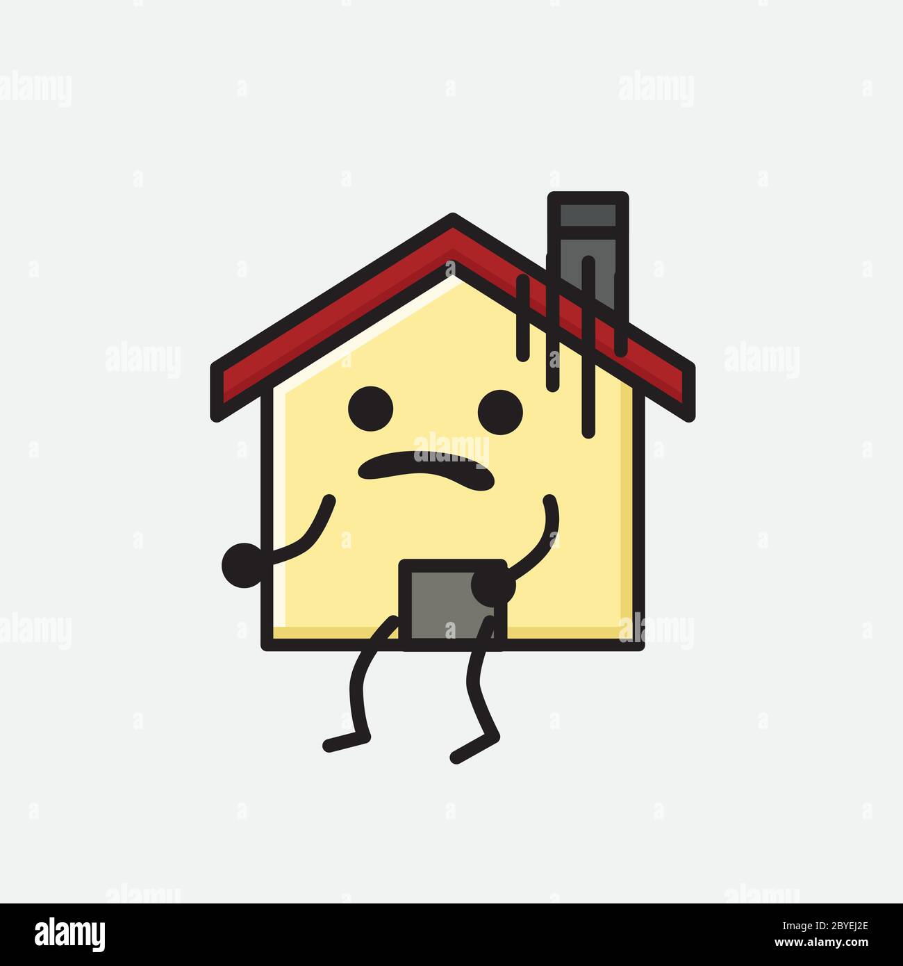 An illustration of Cute House Mascot Vector Character in Flat Design ...