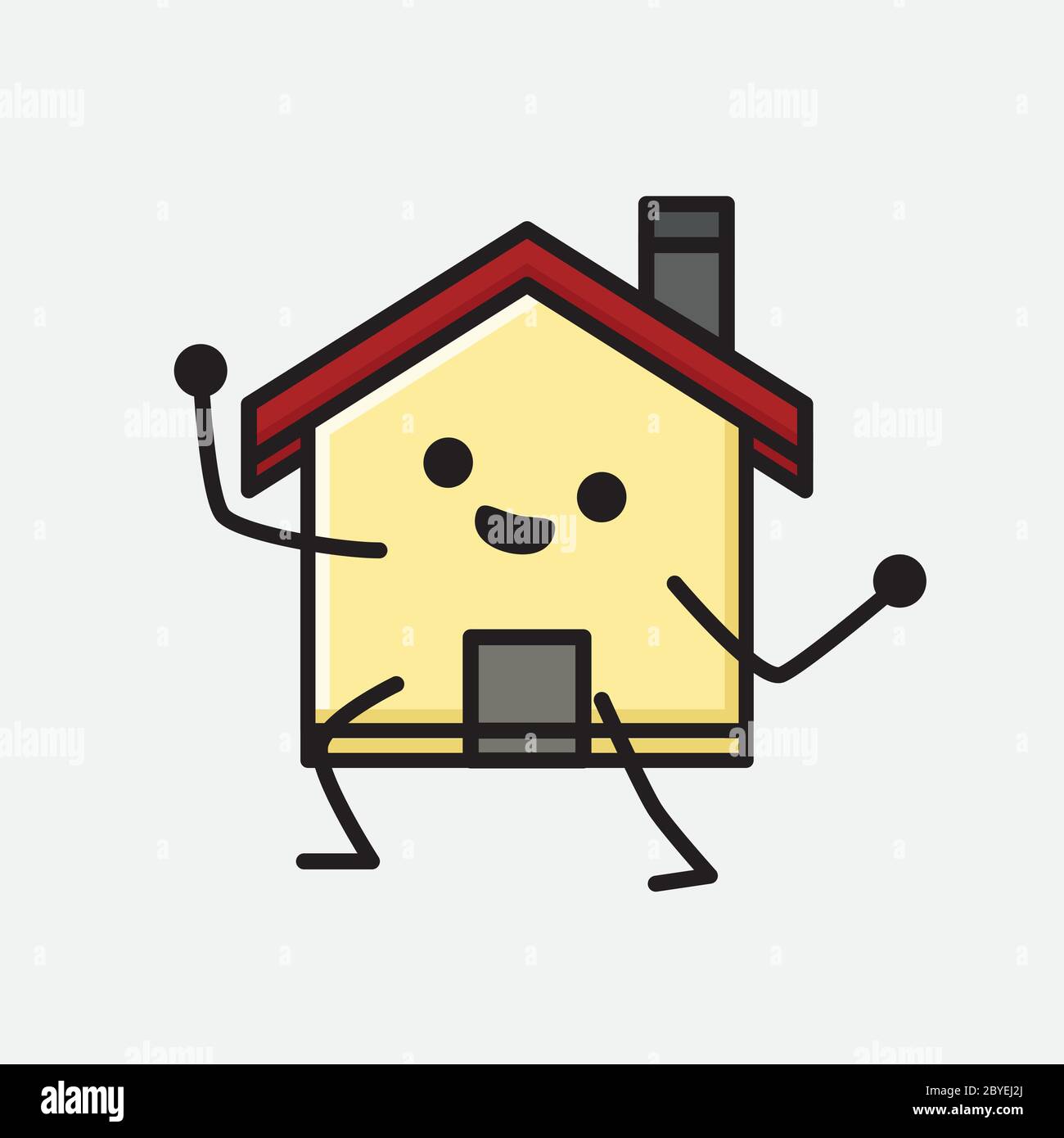 An illustration of Cute House Mascot Vector Character in Flat Design ...