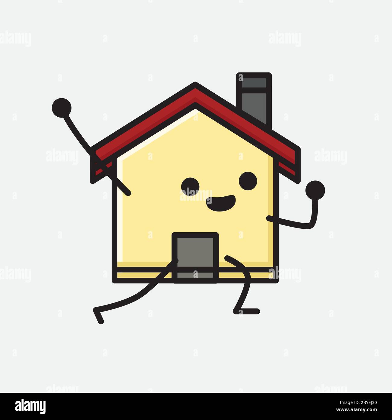 An illustration of Cute House Mascot Vector Character in Flat Design ...