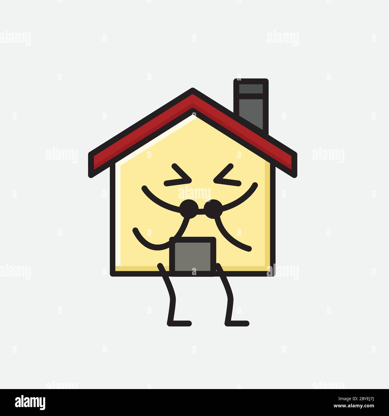 An illustration of Cute House Mascot Vector Character in Flat Design ...