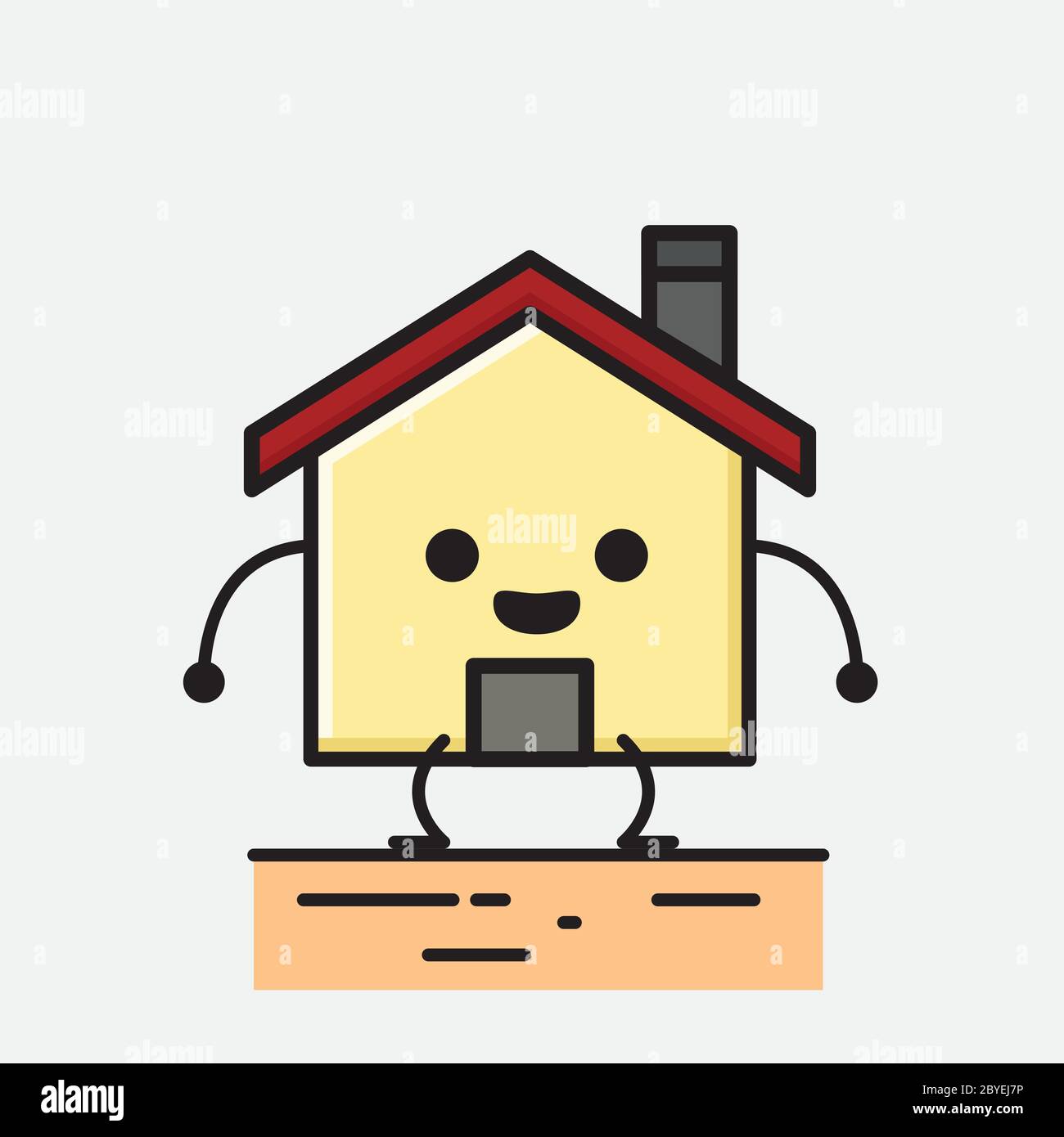 An illustration of Cute House Mascot Vector Character in Flat Design ...