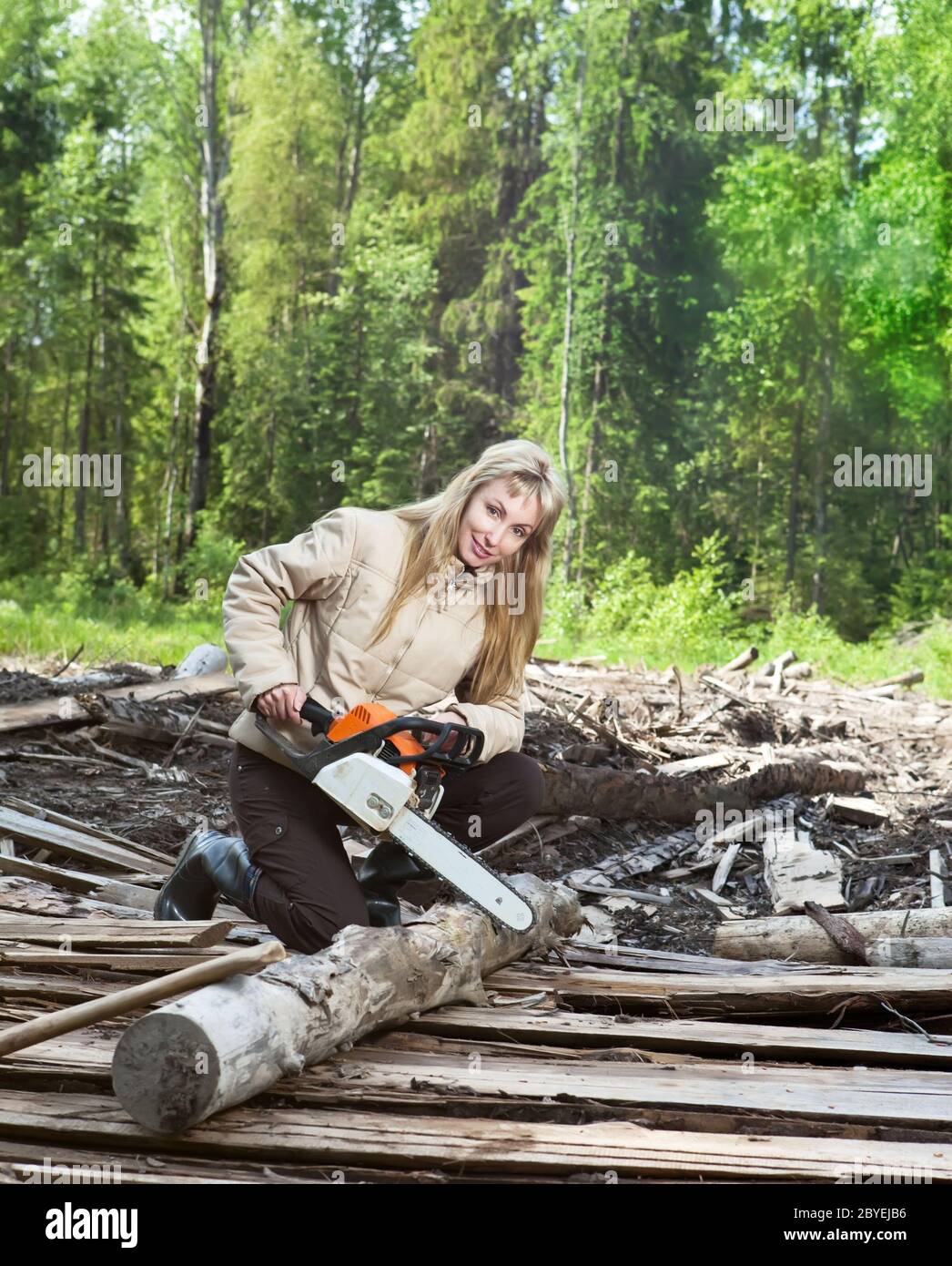Woman woodcutter hi-res stock photography and images - Alamy