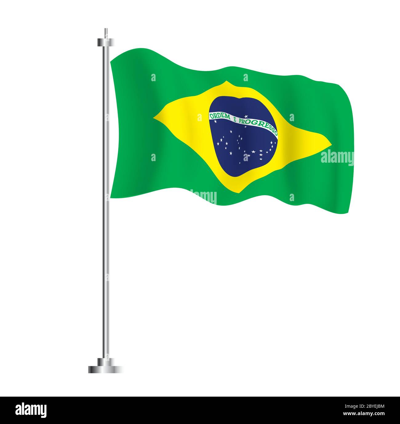 Brazil Flag. Isolated Wave Flag of Brazil Country. Vector Illustration ...