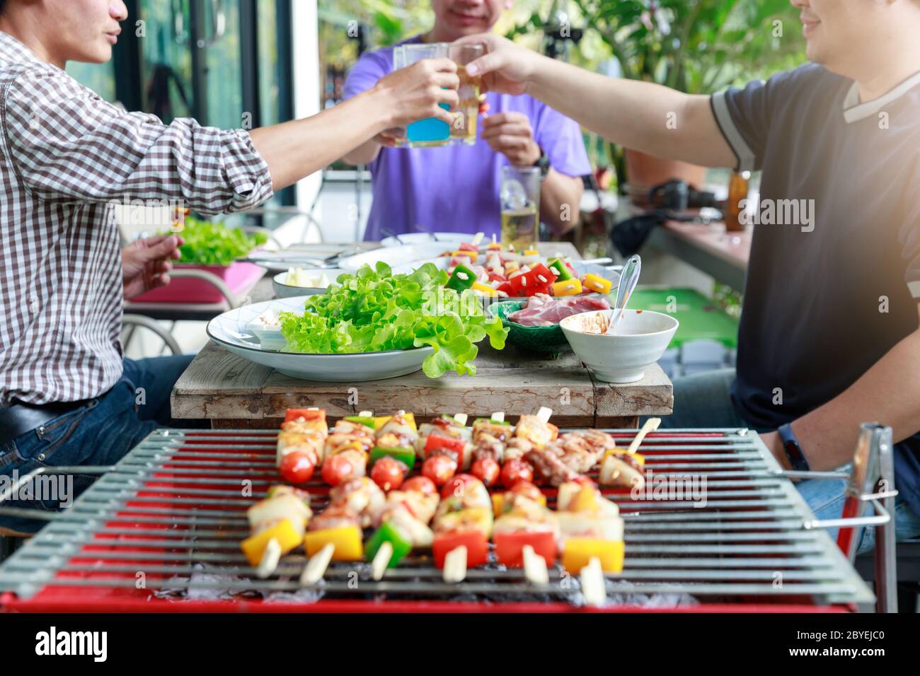 Close up barbecue grill with various kinds of meat Stock Photo - Alamy