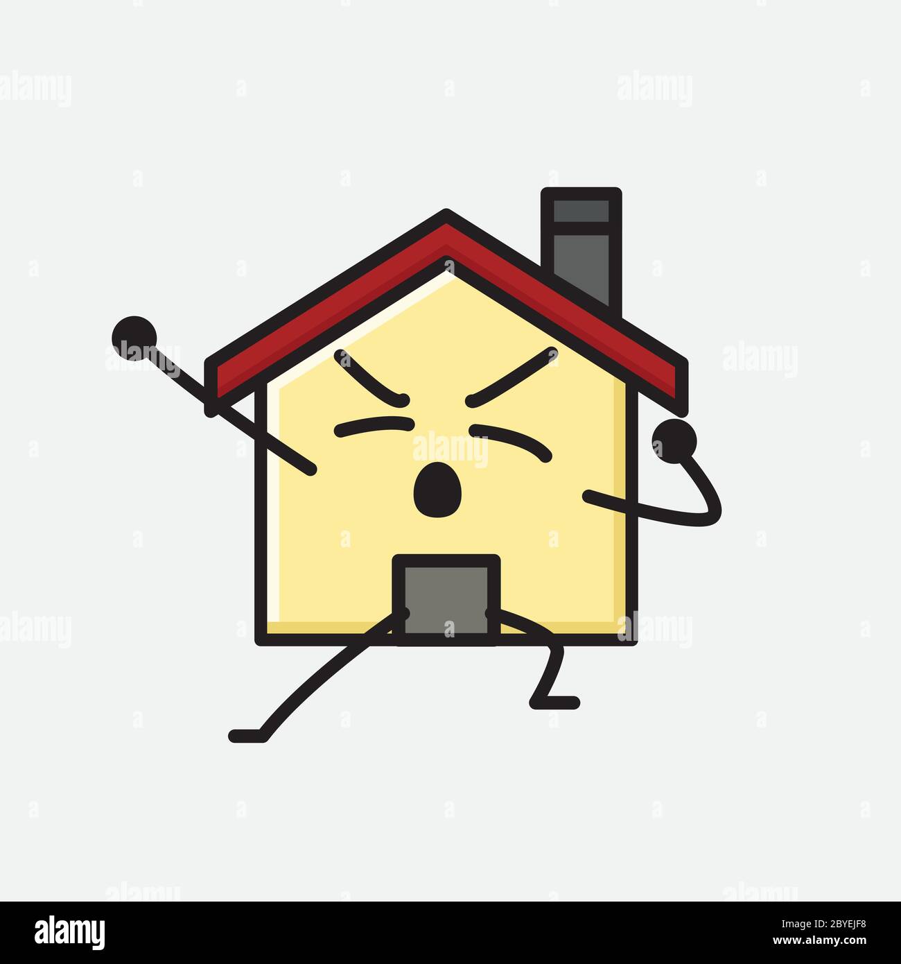 An illustration of Cute House Mascot Vector Character in Flat Design ...