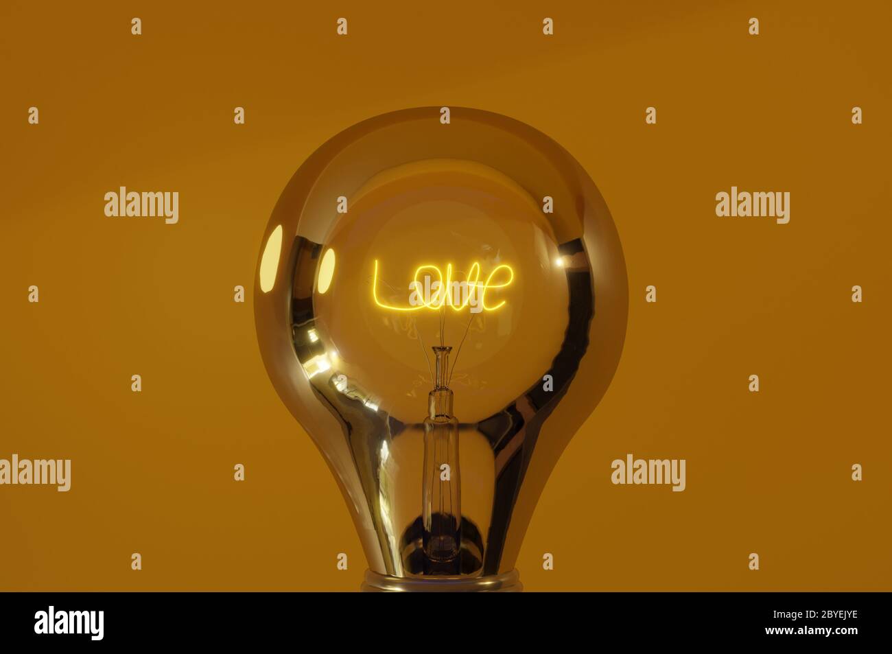 3D rendering background , Close up view, wording " love " glowing light ...
