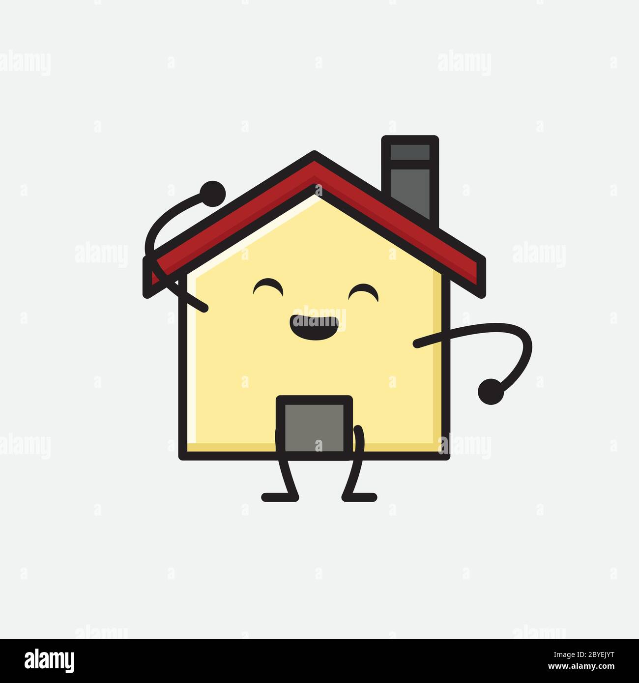 An illustration of Cute House Mascot Vector Character in Flat Design ...