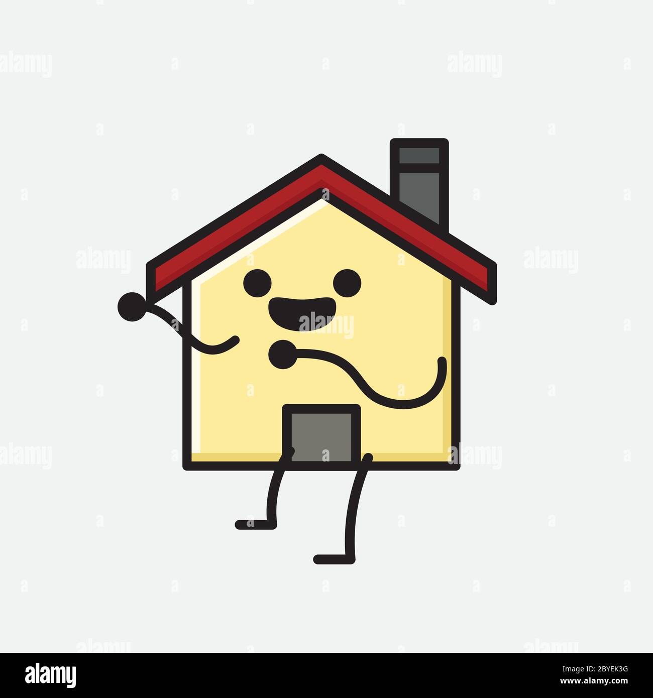 An illustration of Cute House Mascot Vector Character in Flat Design ...