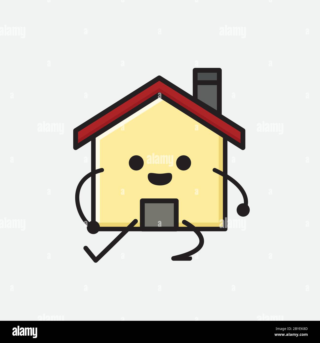 An illustration of Cute House Mascot Vector Character in Flat Design ...