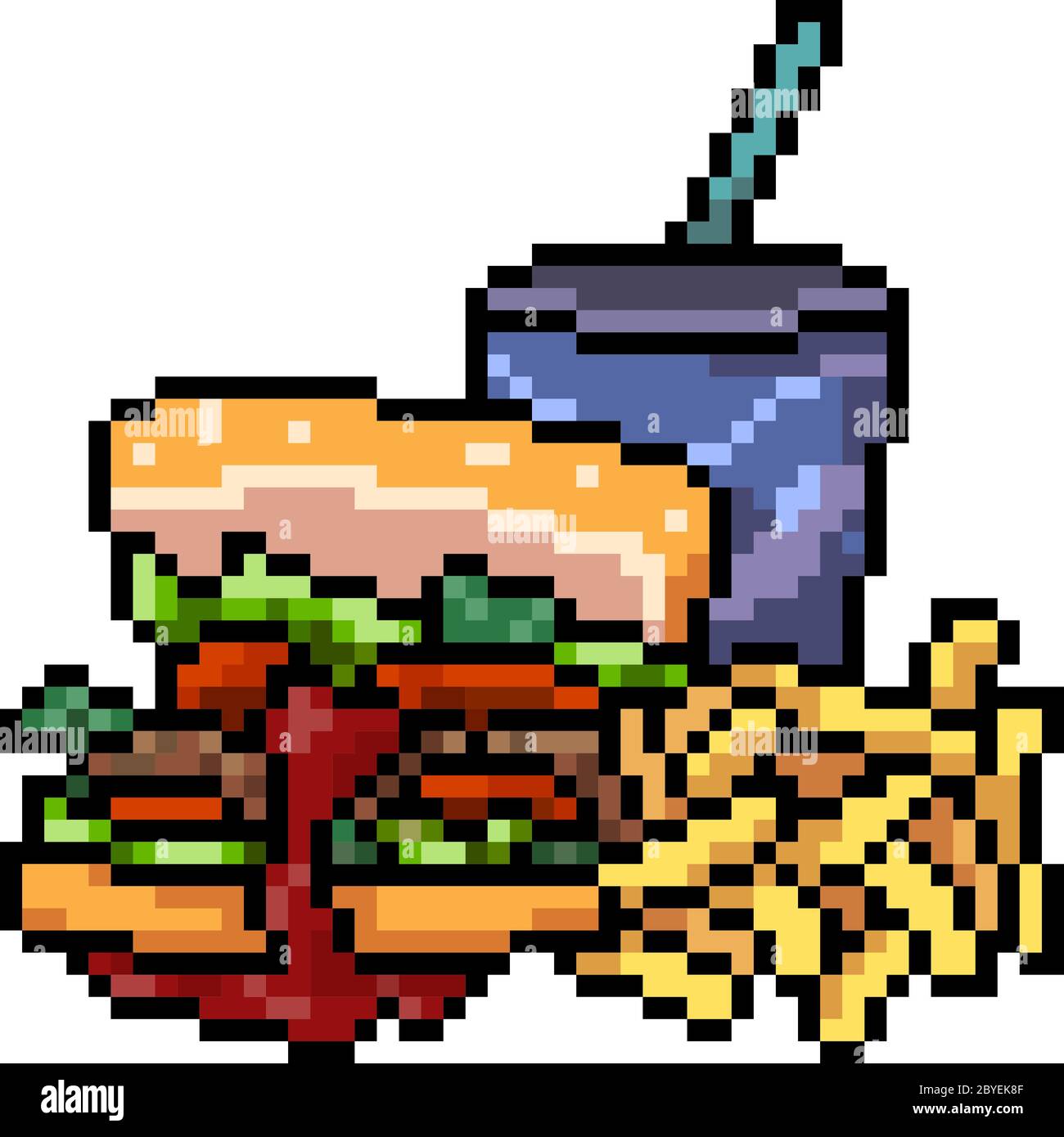 Burger pixel art Cut Out Stock Images & Pictures - Alamy