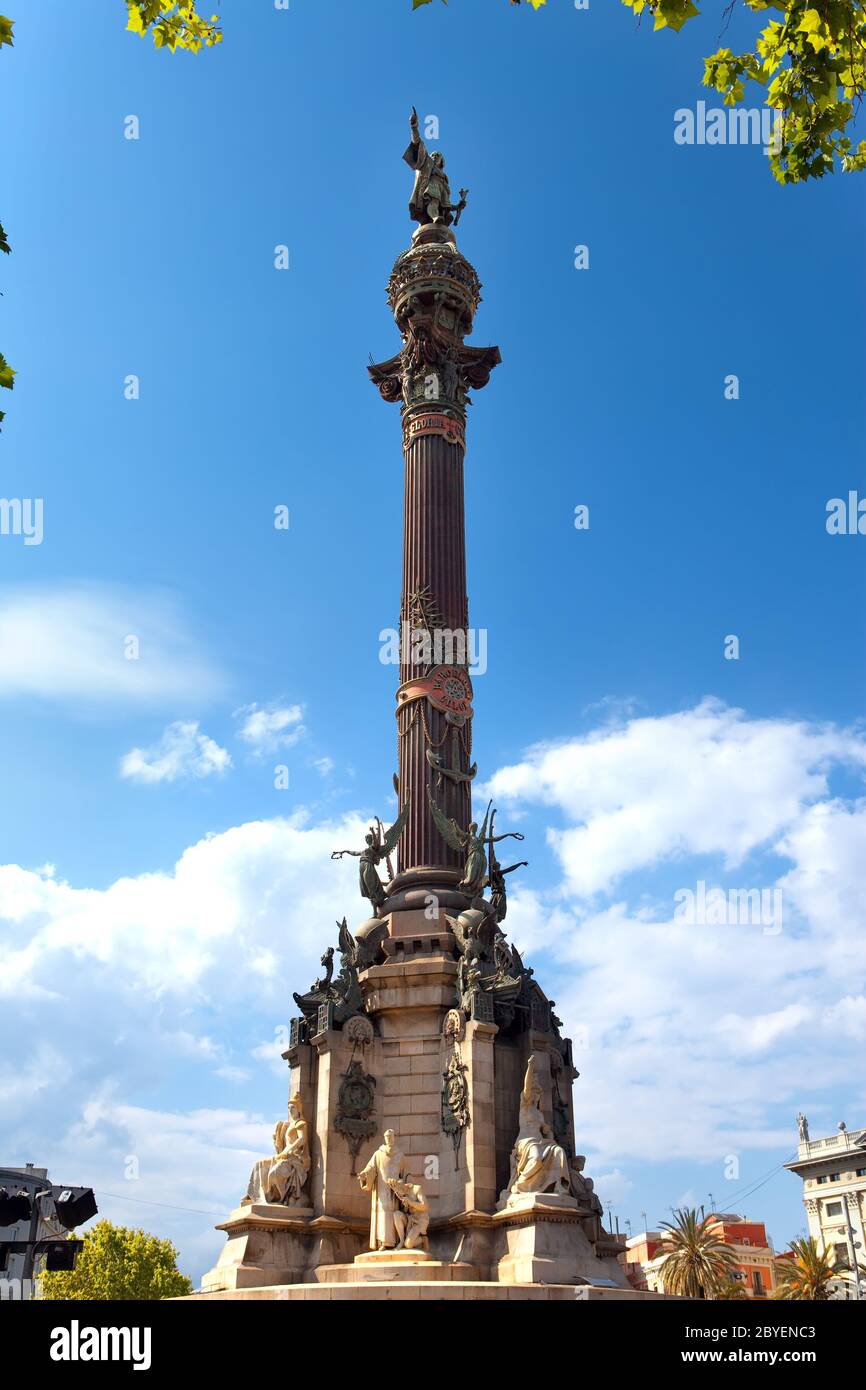 Spain. Barcelona. Monument of Columbus Stock Photo - Alamy