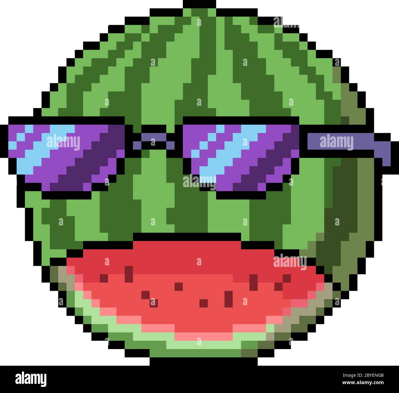 vector pixel art watermelon face isolated Stock Vector Image & Art - Alamy