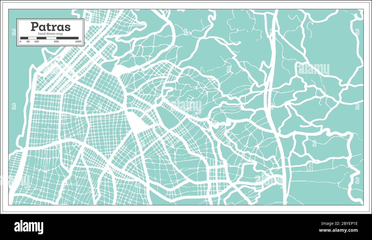 Patras Greece City Map in Retro Style. Outline Map. Vector Illustration ...