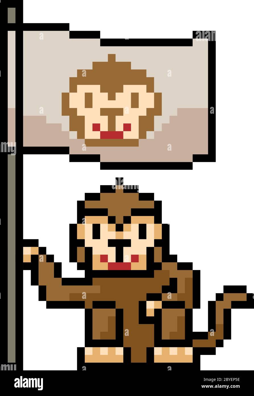 vector pixel art monkey flag isolated Stock Vector Image & Art - Alamy