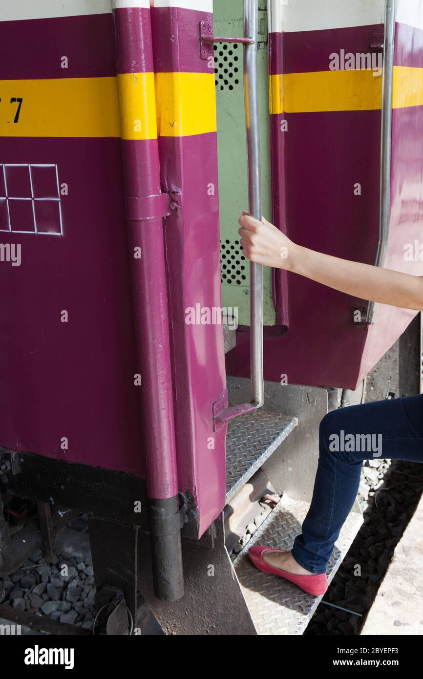 Woman enters subway station hi-res stock photography and images - Alamy