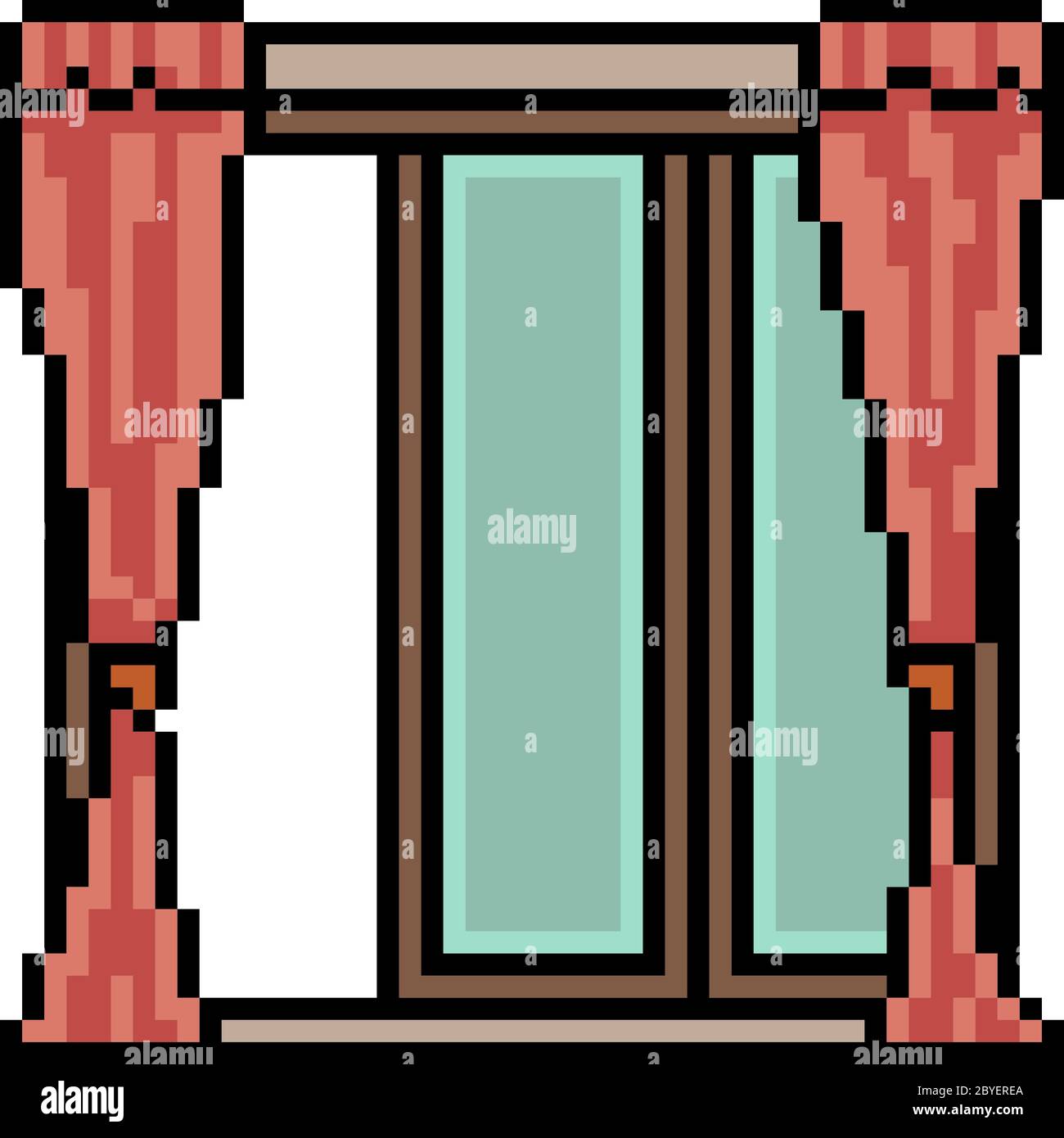 vector pixel art door window isolated cartoon Stock Vector Image & Art ...