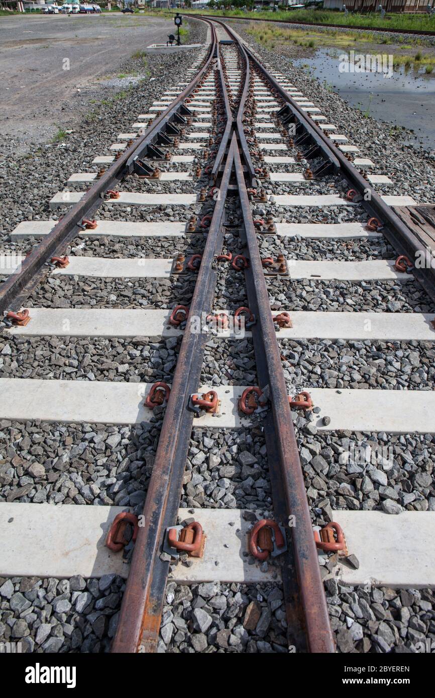 Railway, Railroad, Train Tracks, With Green Pasture Stock Photo - Alamy