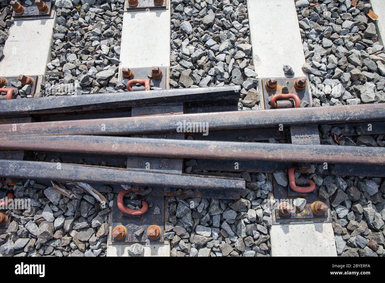 Railway, Railroad, Train Tracks, With Green Pasture Stock Photo - Alamy