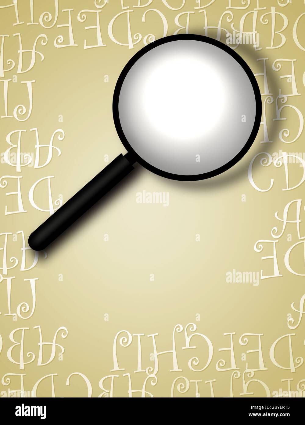 Decorative border with magnifying glass Stock Photo - Alamy