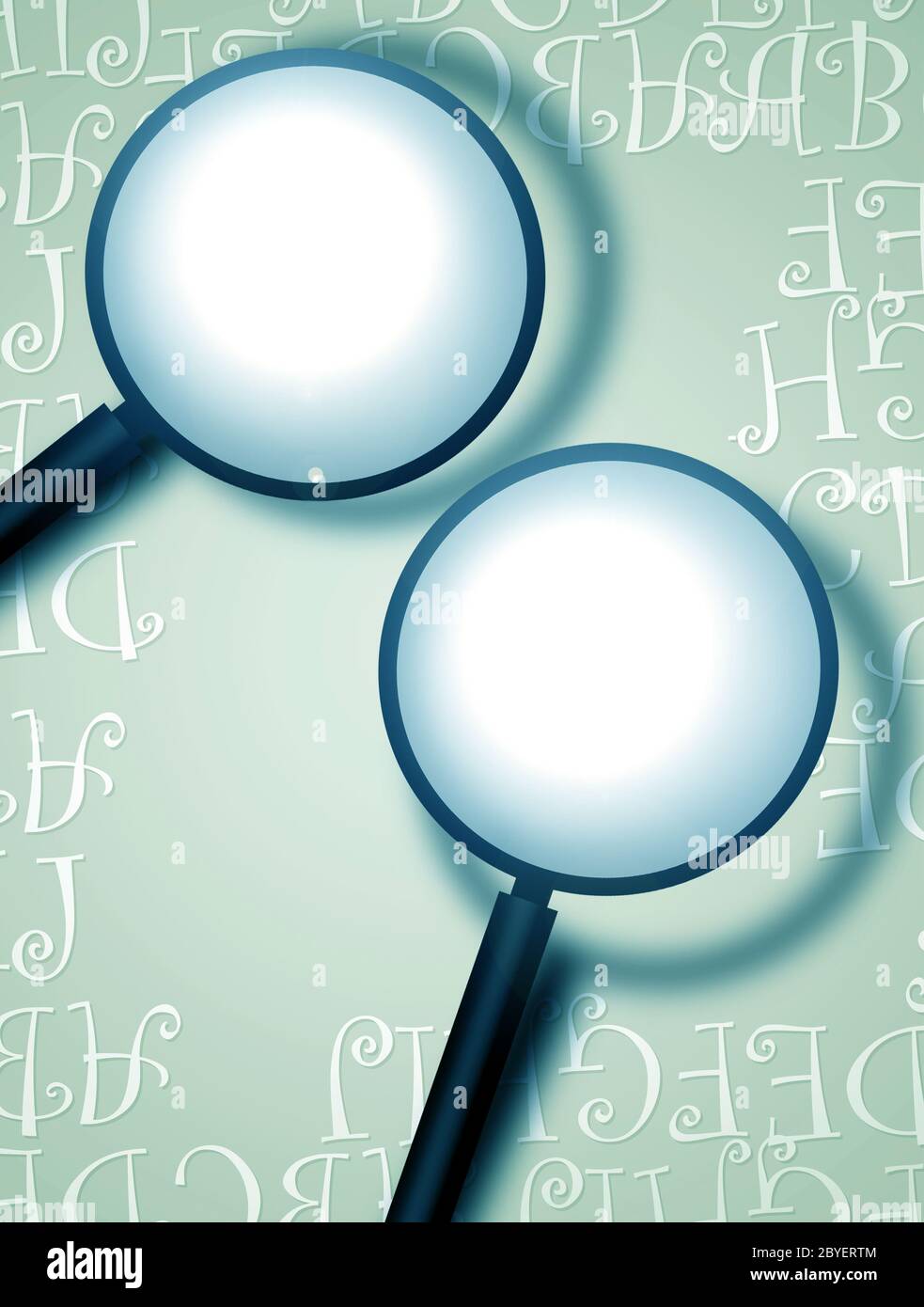 Decorative border with magnifying glass Stock Photo - Alamy