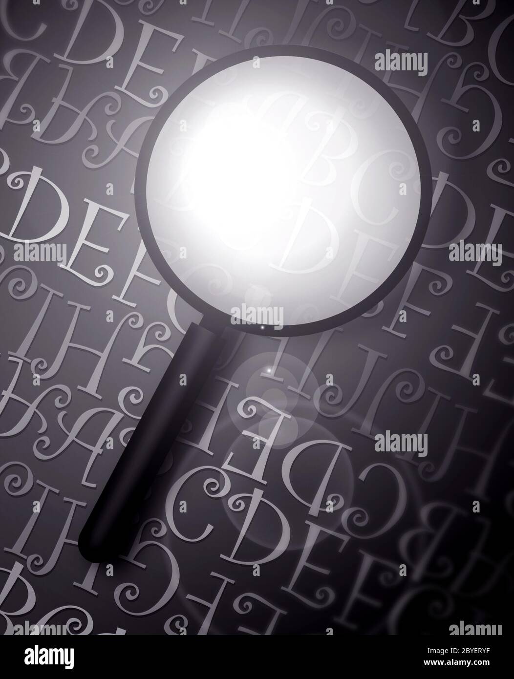 Decorative border with magnifying glass Stock Photo - Alamy