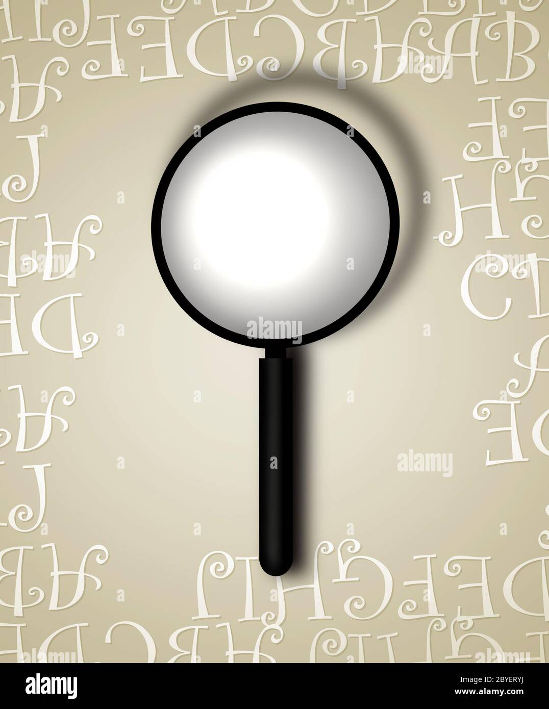 Decorative border with magnifying glass Stock Photo - Alamy