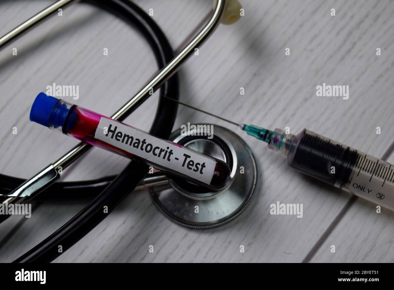 Hematocrit - Test with blood sample. Top view isolated on office desk ...
