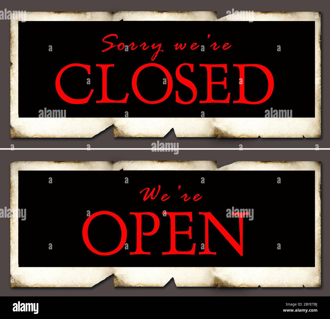 Closed and open sign Stock Photo - Alamy