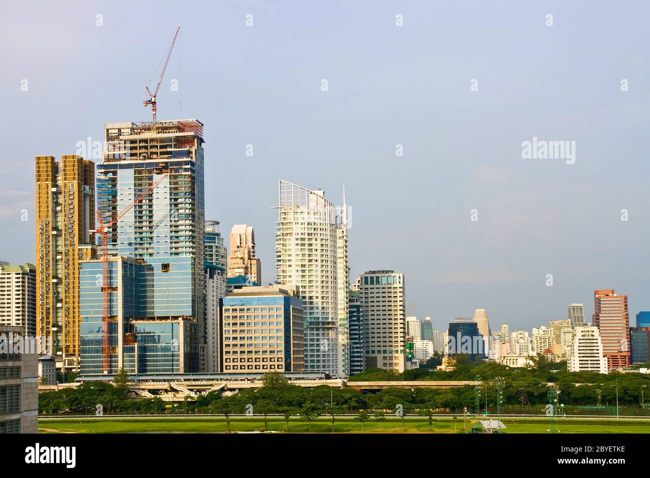 Skyscraper Office Tower in Bangkok Thailand with green diving range ...