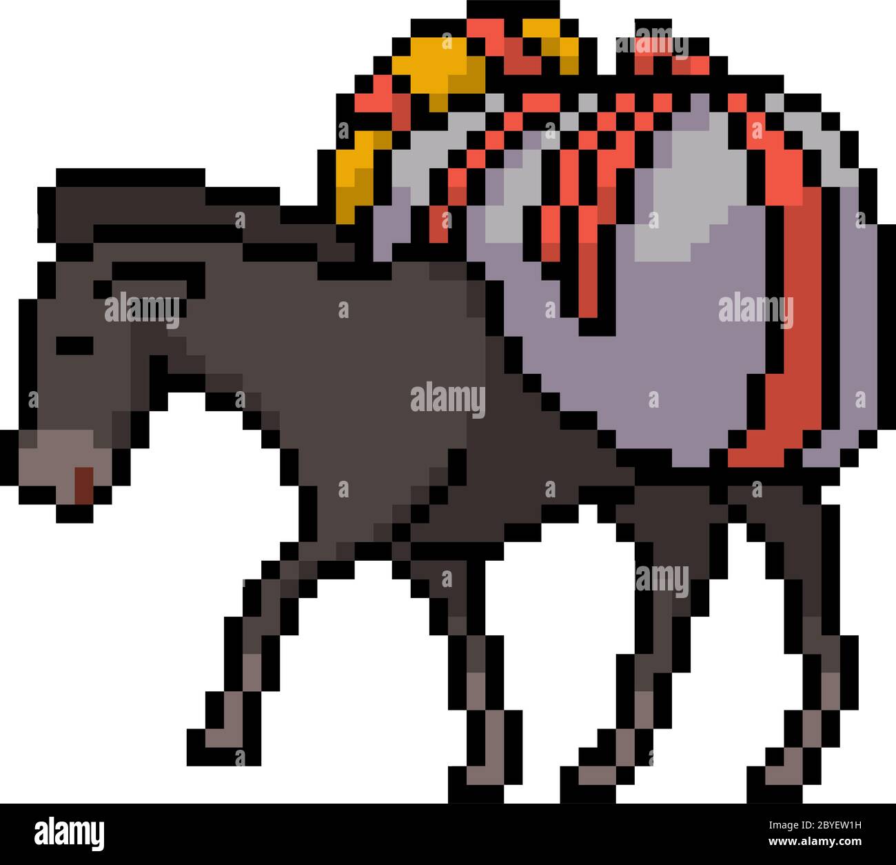 vector pixel art animal donkey transport isolated cartoon Stock Vector ...