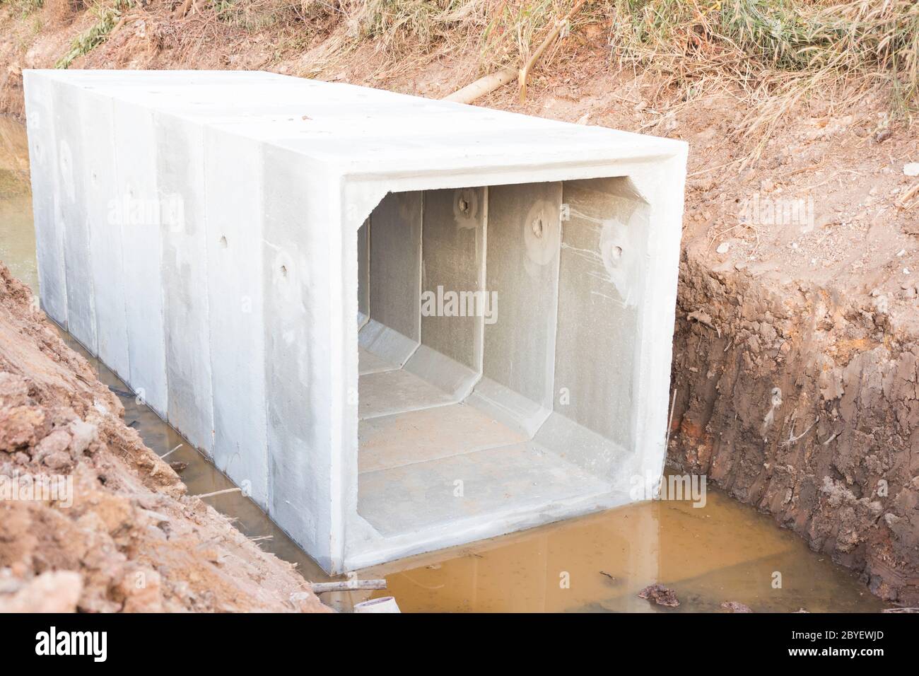 Large size square concrete manholes are installed at construction site ...