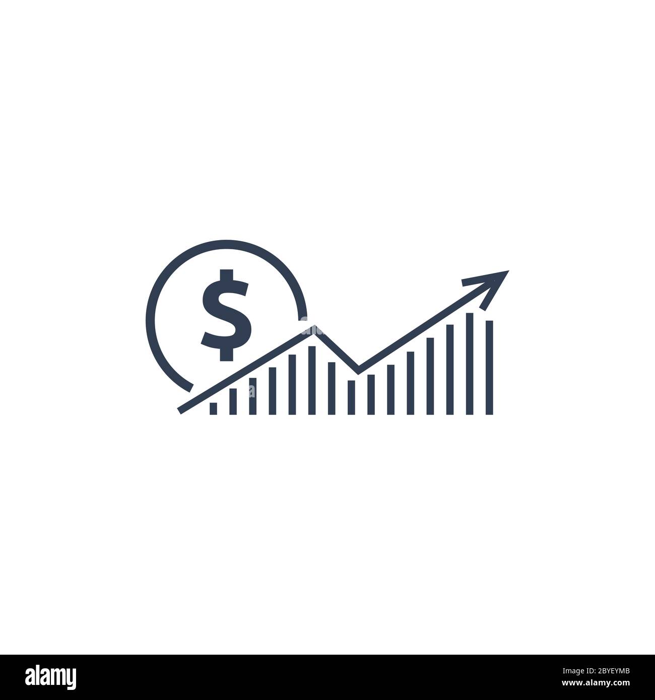 dollar rate increase icon. Money symbol with stretching arrow up ...