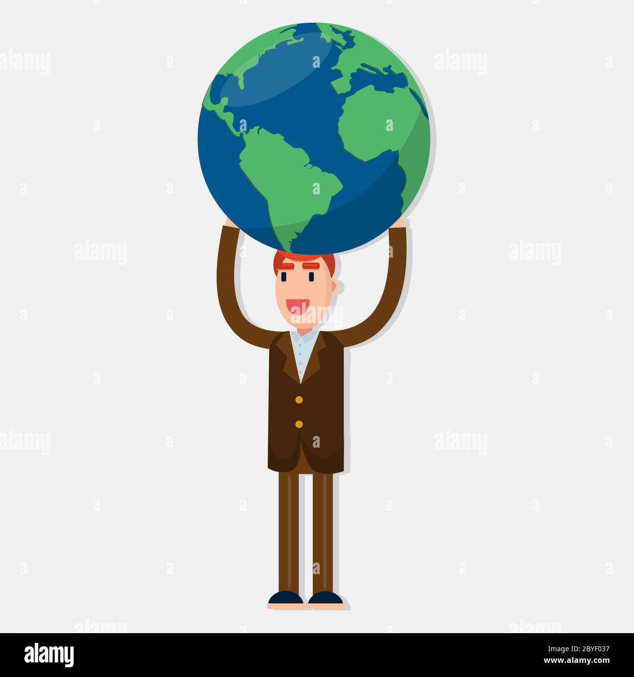 man holding the globe for business leader concept vector illustration ...