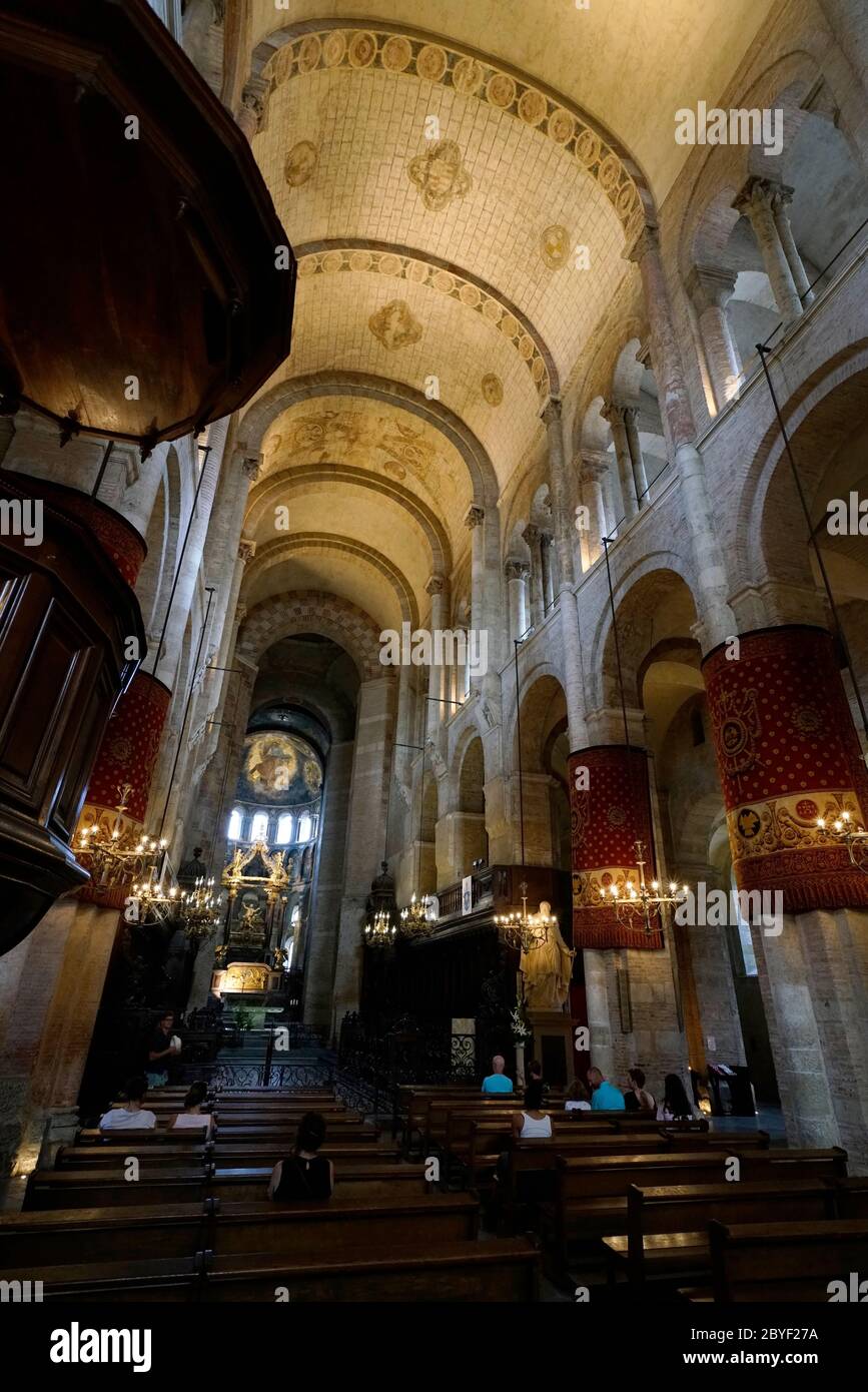 Medieval stone sculpture in Basilica of Saint-Sernin.Toulouse.Haute ...