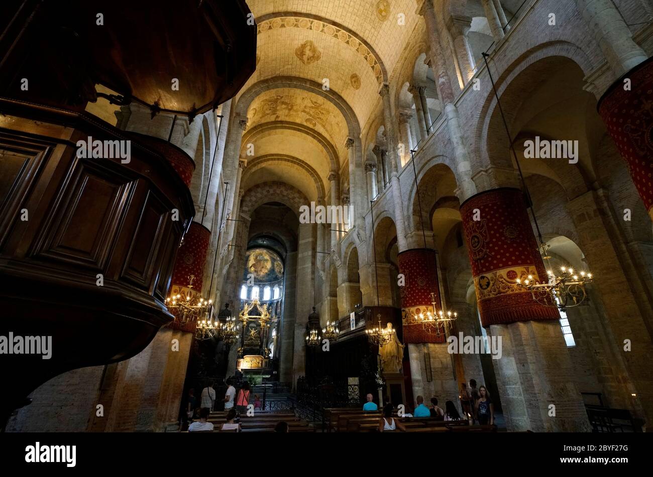 Medieval stone sculpture in Basilica of Saint-Sernin.Toulouse.Haute ...