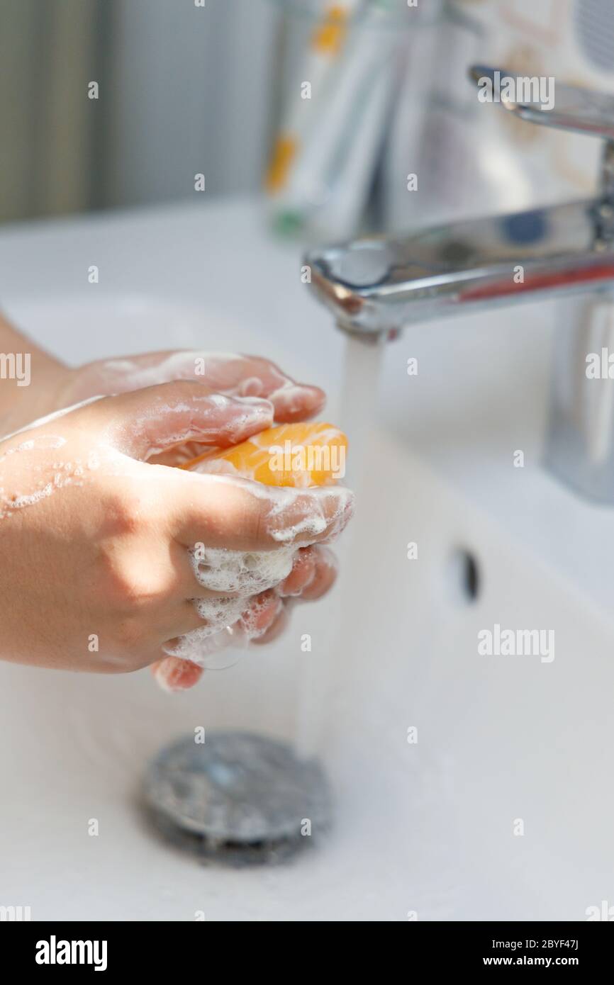 Hygiene. Cleaning Hands. Washing hands,Soap Stock Photo - Alamy