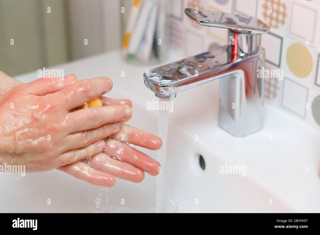Hygiene. Cleaning Hands. Washing hands,Soap Stock Photo - Alamy