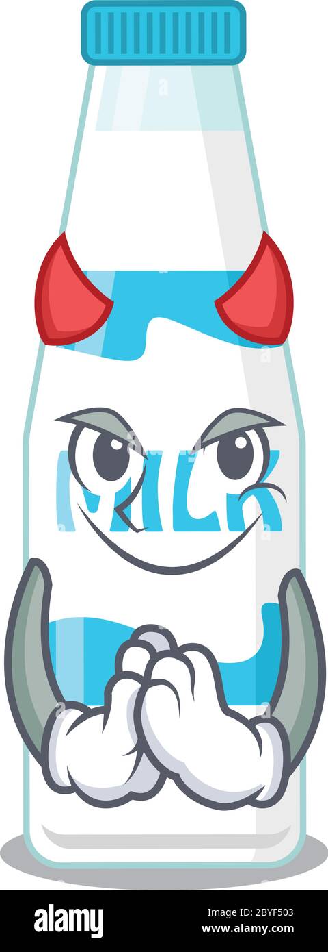 Bottle of milk clothed as devil cartoon character design concept Stock ...