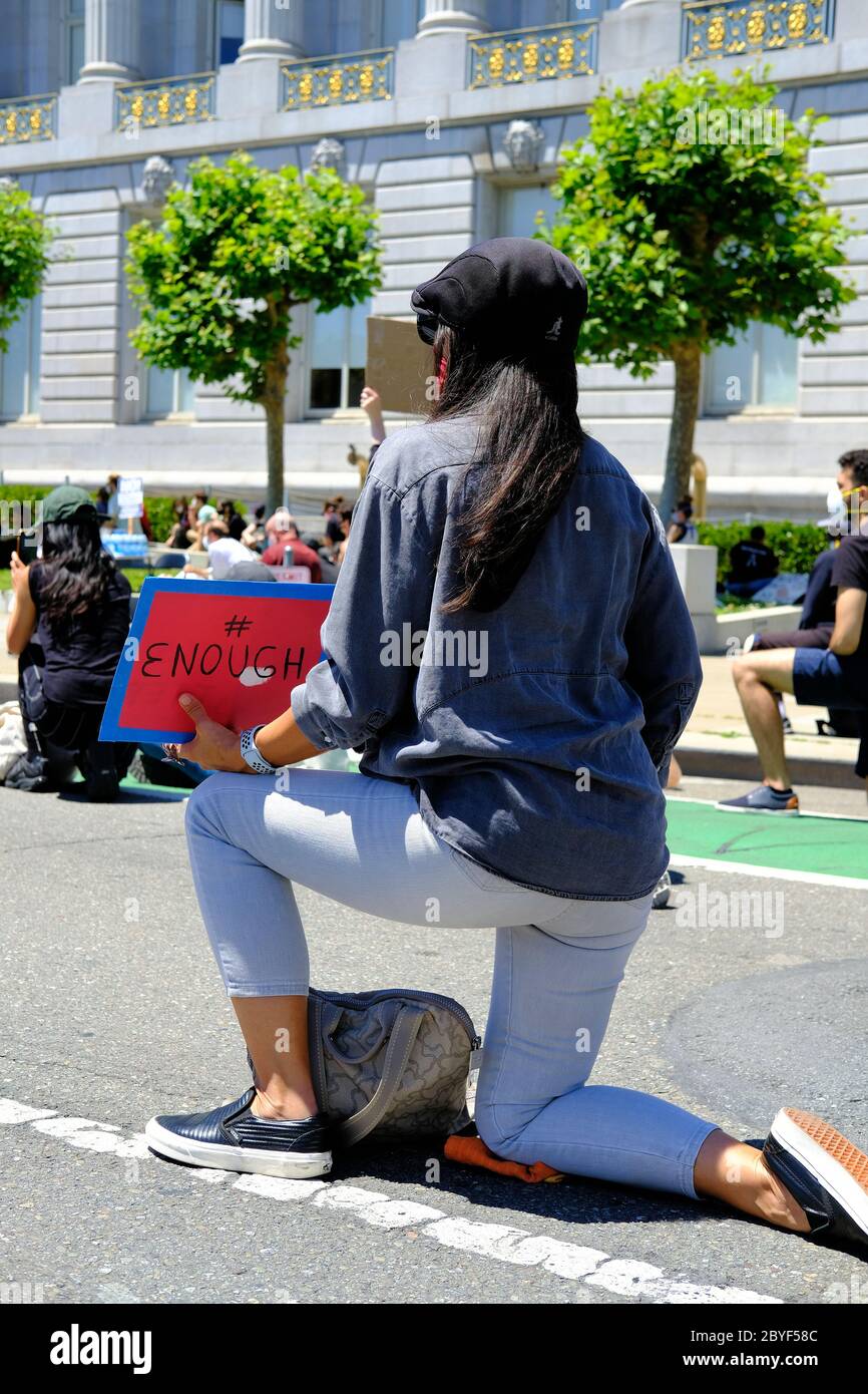 “Kneeling 4 Justice” at San Francisco City Hall (California); peaceful ...