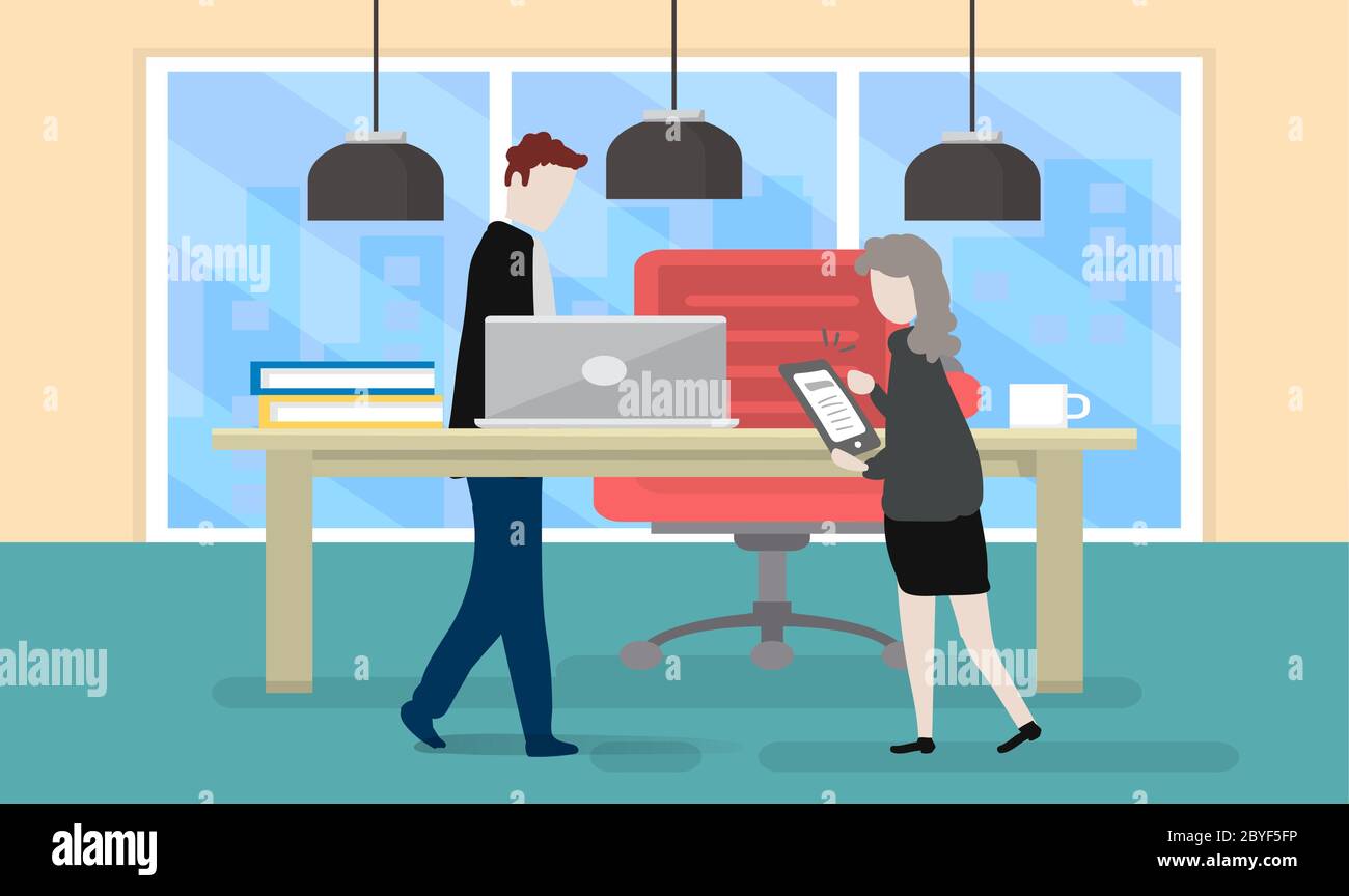 Couple work on laptop Stock Vector Images - Alamy