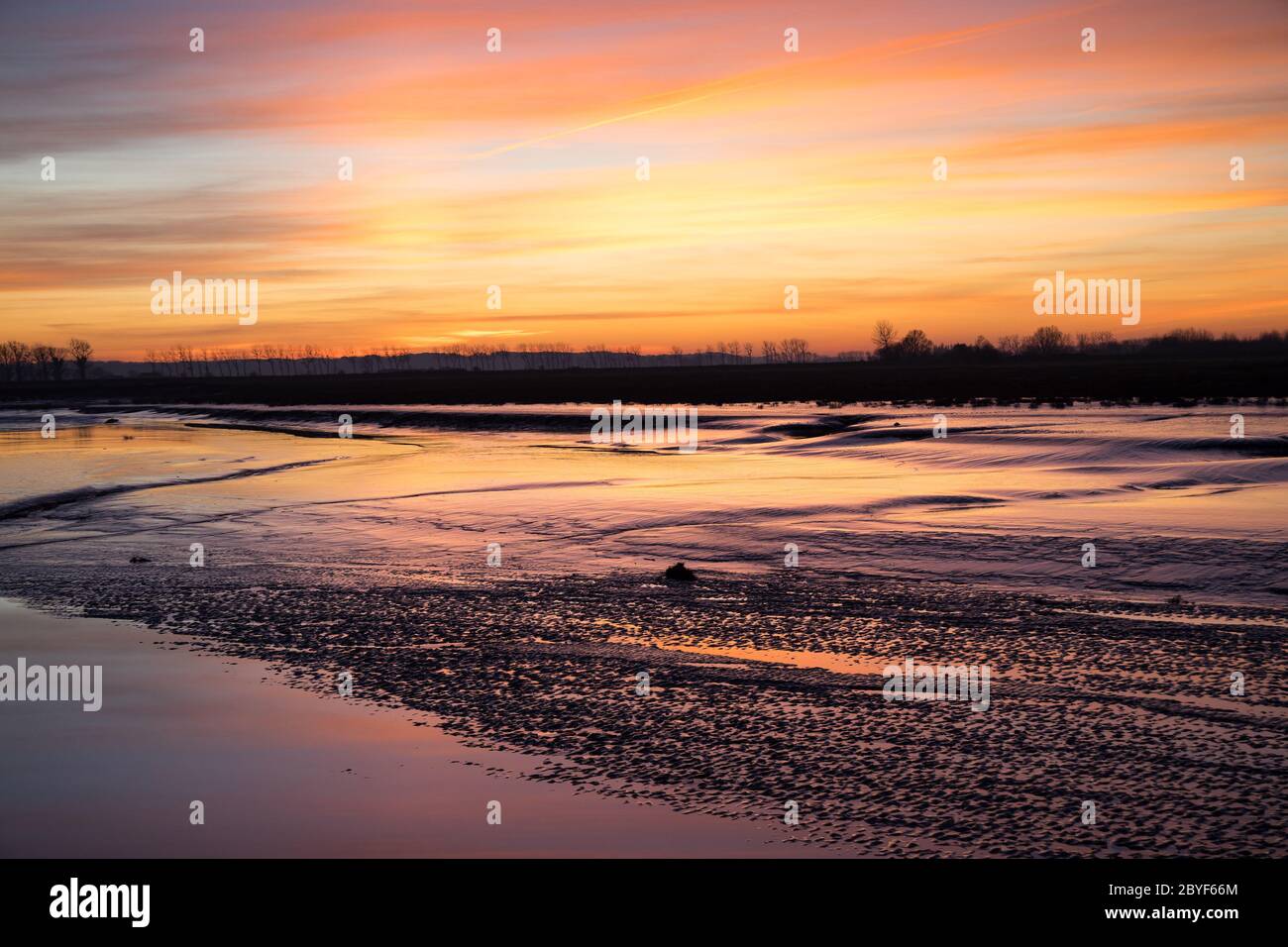 Beautiful sunset at Mont saint Michel , Normandy, France Stock Photo ...