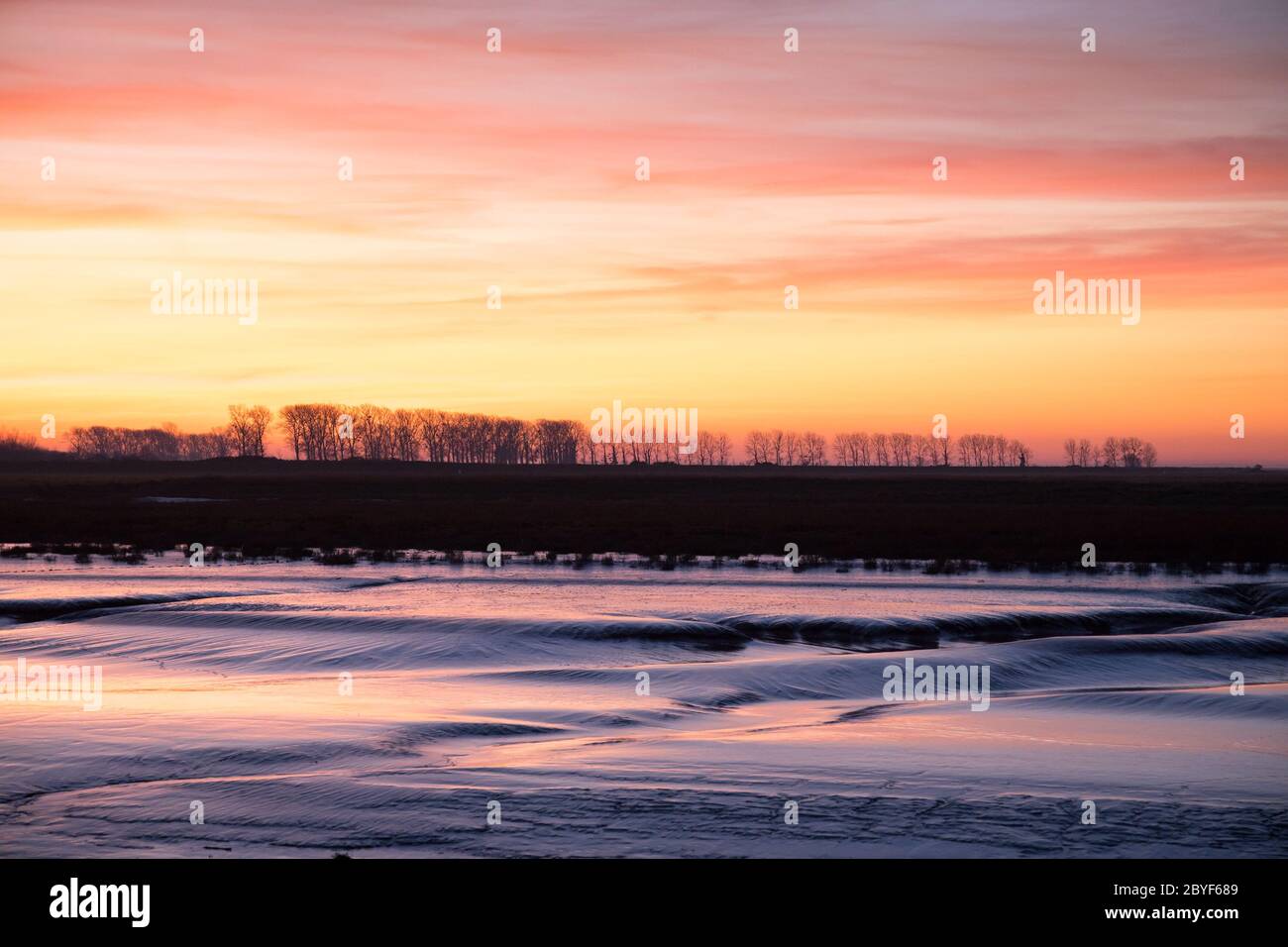 Beautiful sunset at Mont saint Michel , Normandy, France Stock Photo ...